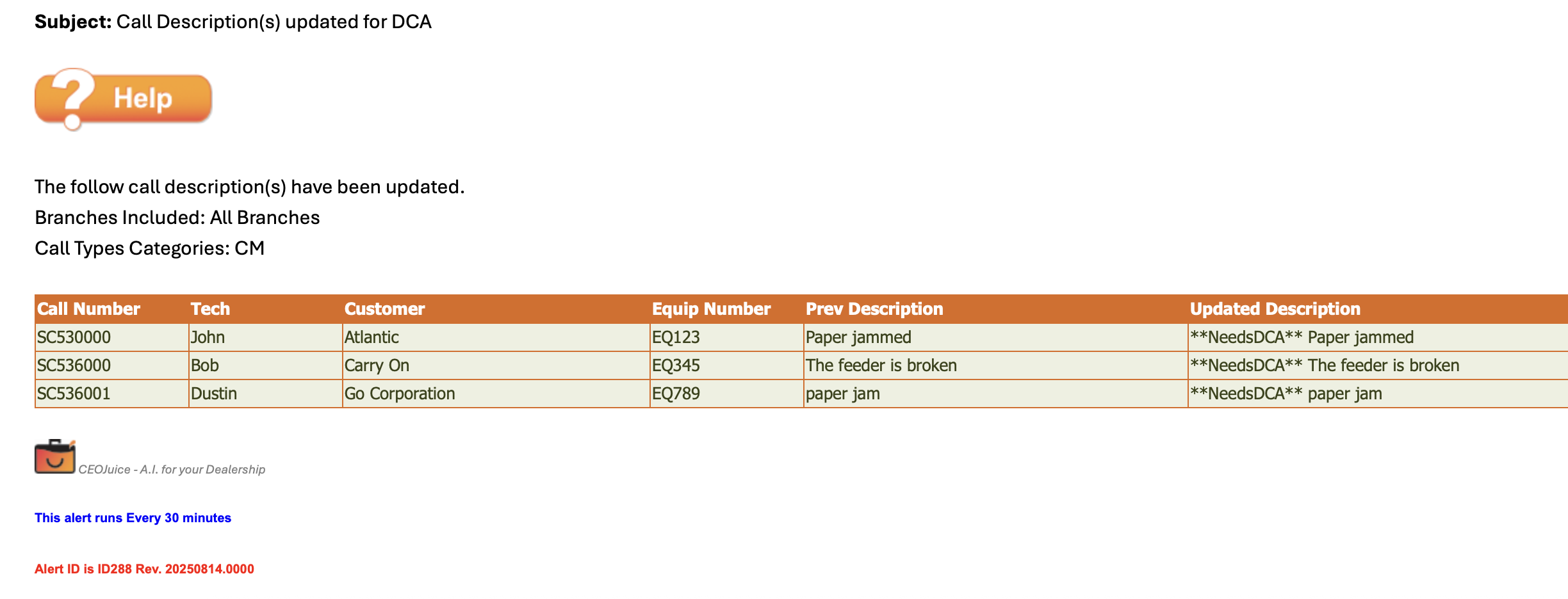 ID288 - Notify Tech for New DCA Install Required Overview & Sample ...